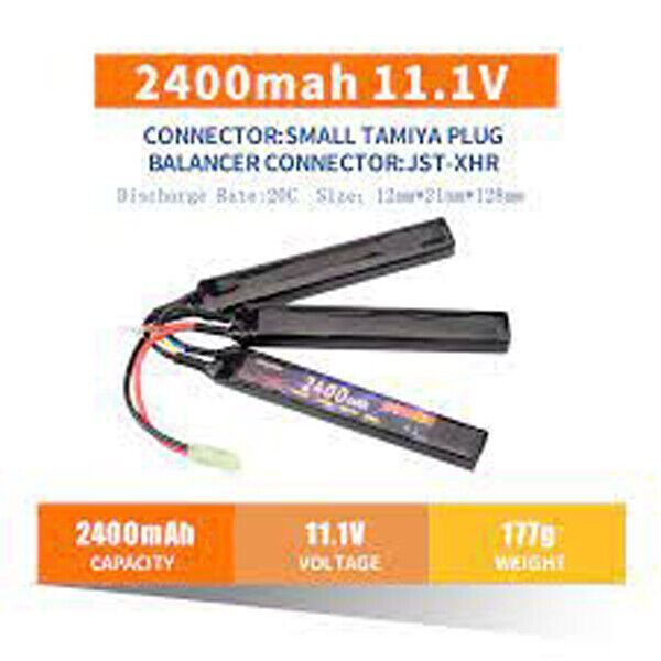FCONEGY Lipo Battery 3S 2400mAh 11.1V 20C Pack with Small Tamiya Plug ...